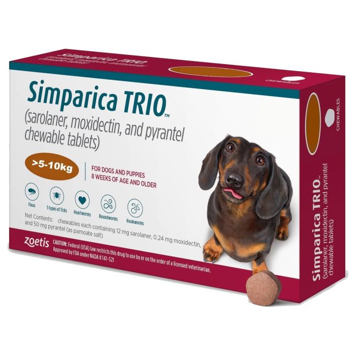 SIMPARICA TRIO Chewable Tablet for Dogs, 11.1-22 lbs, (Caramel Box)
